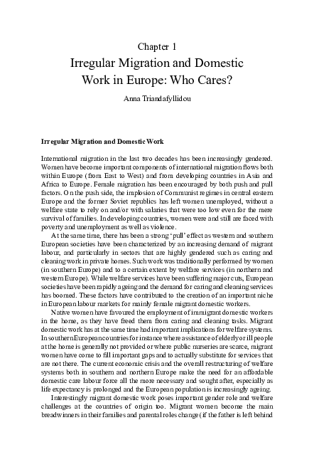 (PDF) Irregular Migrant Domestic Workers in Europe: Who Cares?