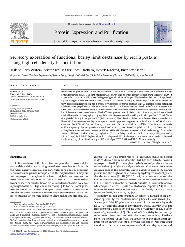 (PDF) Secretory expression of functional barley limit dextrinase by ...