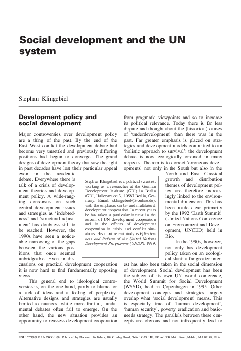 (PDF) Social development and the UN system