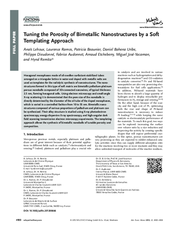 (PDF) Tuning the Porosity of Bimetallic Nanostructures by a Soft ...