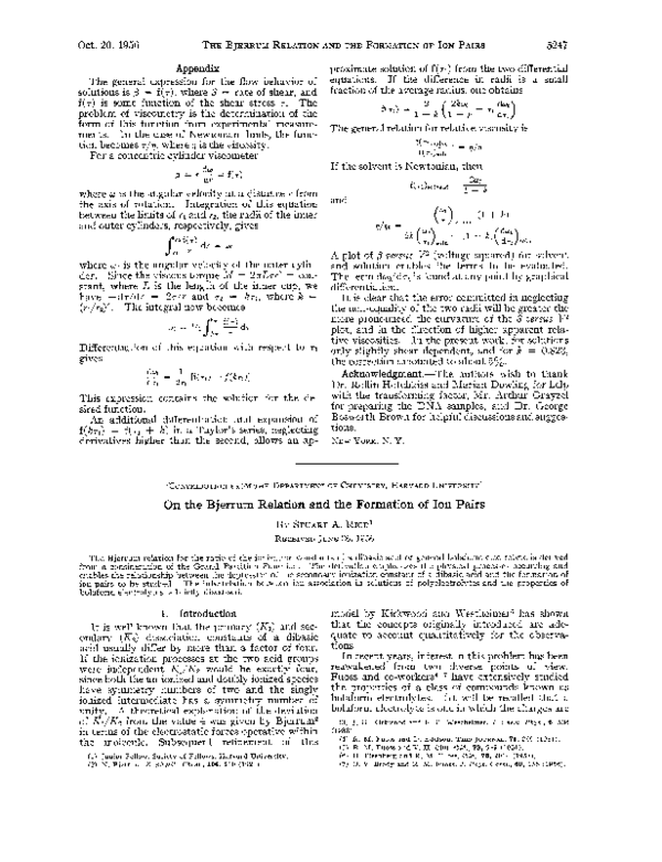 (PDF) On the Bjerrum Relation and the Formation of Ion Pairs