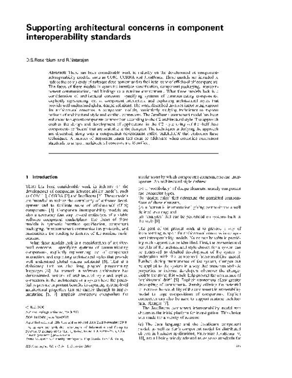 (PDF) Supporting architectural concerns in component interoperability standards
