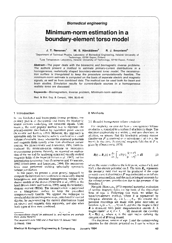 (PDF) Minimum-norm estimation in a boundary-element torso model | Risto Ilmoniemi - Academia.edu