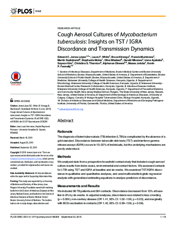 (PDF) Cough Aerosol Cultures of Mycobacterium tuberculosis: Insights on ...