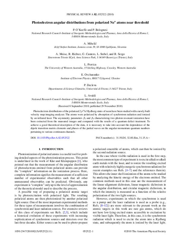(PDF) Photoelectron angular distributions from polar molecules probed ...