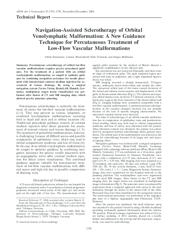 (PDF) Navigation-assisted sclerotherapy of orbital venolymphatic ...