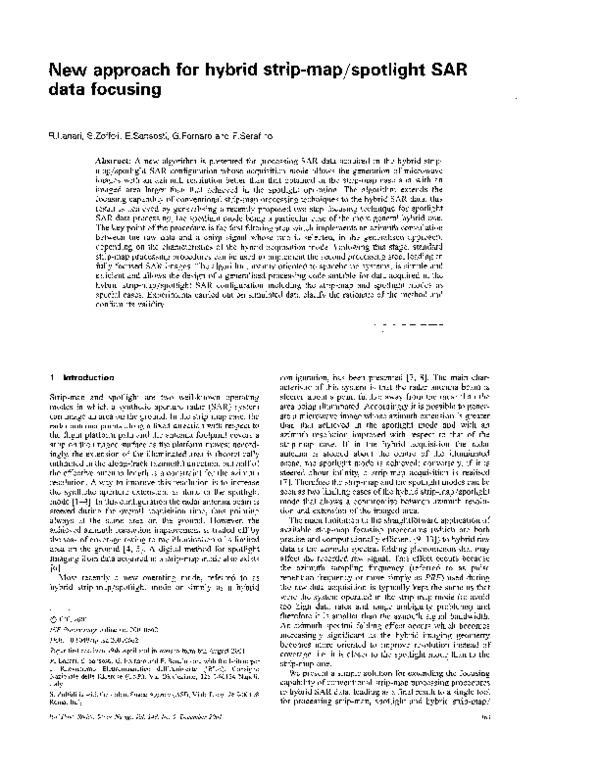 (PDF) New approach for hybrid strip-map/spotlight SAR data focusing