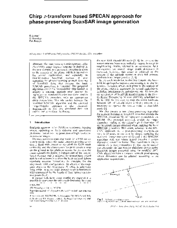 (PDF) Chirp z-transform based SPECAN approach for phase-preserving ScanSAR image generation