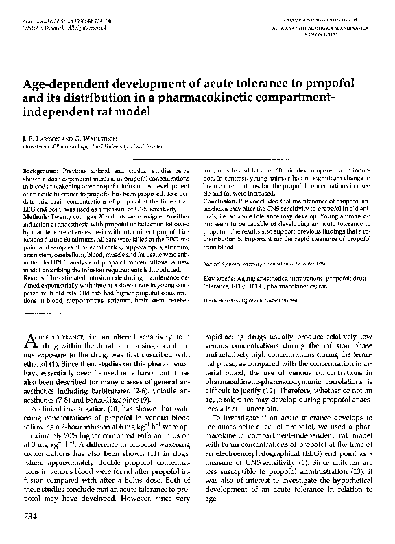 (PDF) Age-dependent development of acute tolerance to propofol and its ...