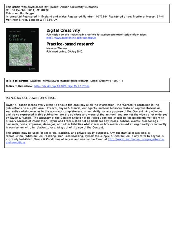 (PDF) Practice-based research