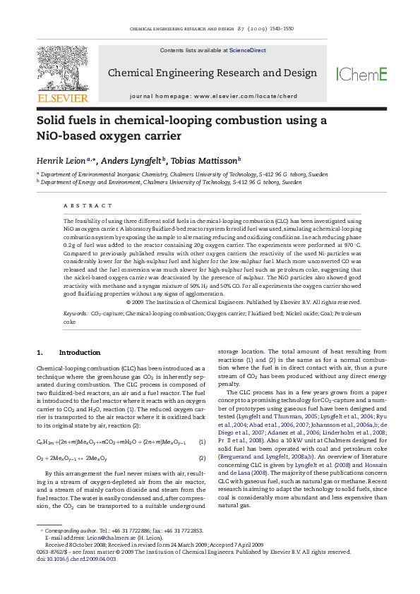 (PDF) Solid fuels in chemical-looping combustion using oxide scale and unprocessed iron ore as ...