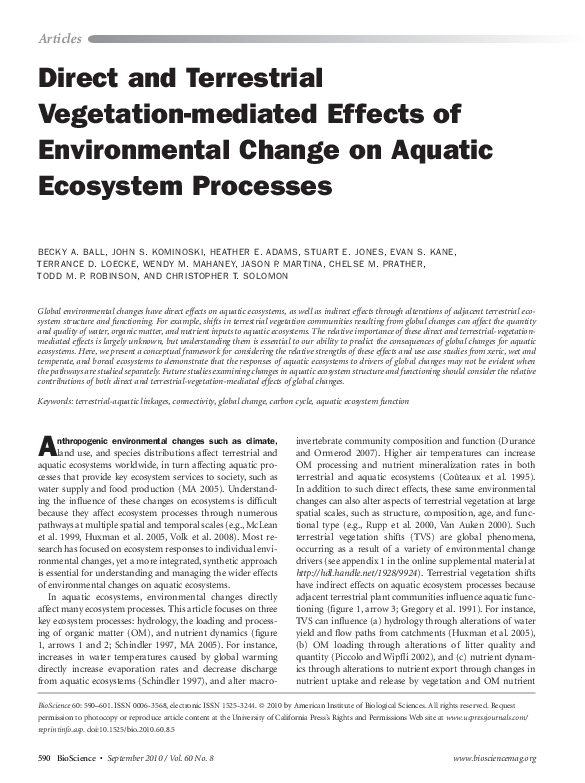 (PDF) Direct and Terrestrial Vegetation-mediated Effects of ...