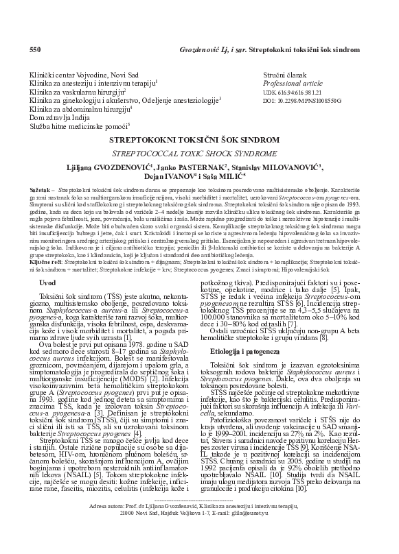 (PDF) Streptococcal Toxic Shock Syndrome