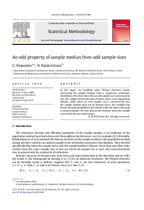 (PDF) An odd property of sample median from odd sample sizes