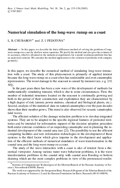 (PDF) Numerical simulation of the long-wave runup on a coast