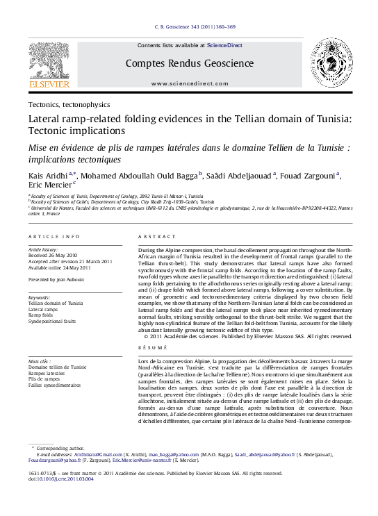 (PDF) Lateral ramp-related folding evidences in the Tellian domain of ...