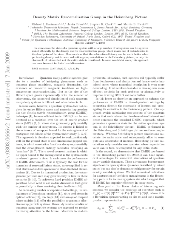 (PDF) Density Matrix Renormalization Group in the Heisenberg Picture | Martin Plenio - Academia.edu