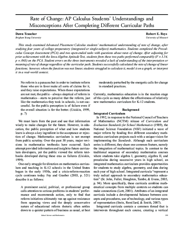 PDF Rate Of Change AP Calculus Students Understandings And Misconceptions After Completing pdf-rate-of-change-ap-calculus-students-understandings-and-misconceptions-after-completing