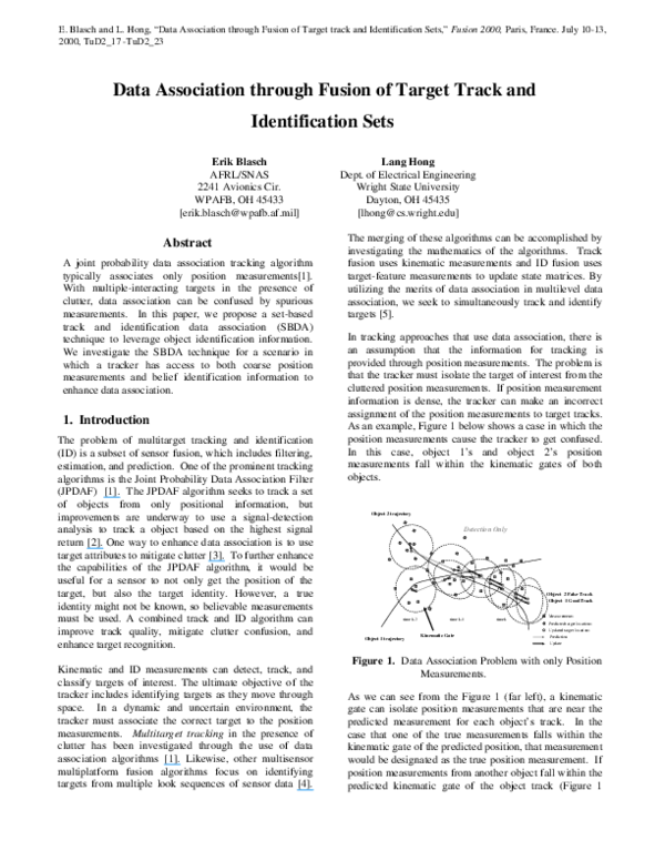 Pdf Data Association Through Fusion Of Target Track And Identification Sets Erik Blasch