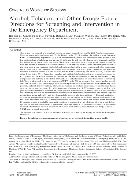 (PDF) Alcohol, Tobacco, and Other Drugs: Future Directions for ...