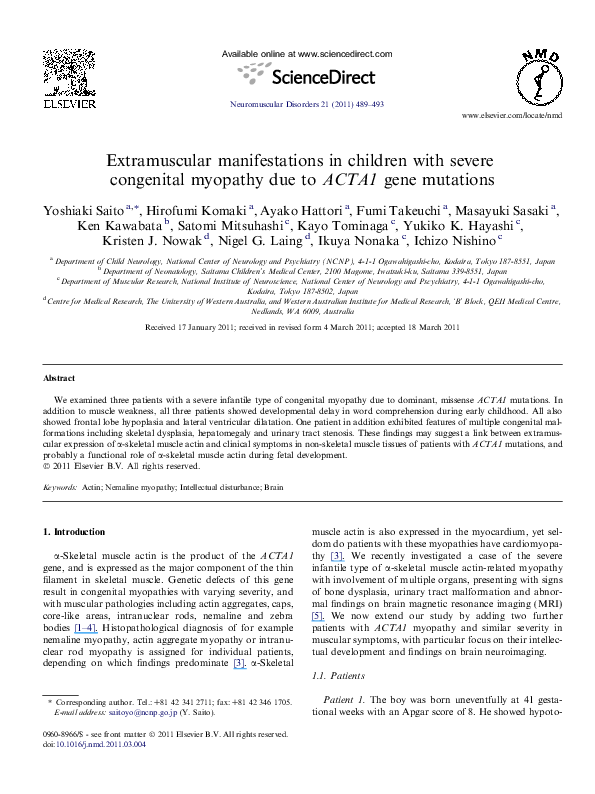 (PDF) Extramuscular manifestations in children with severe congenital ...