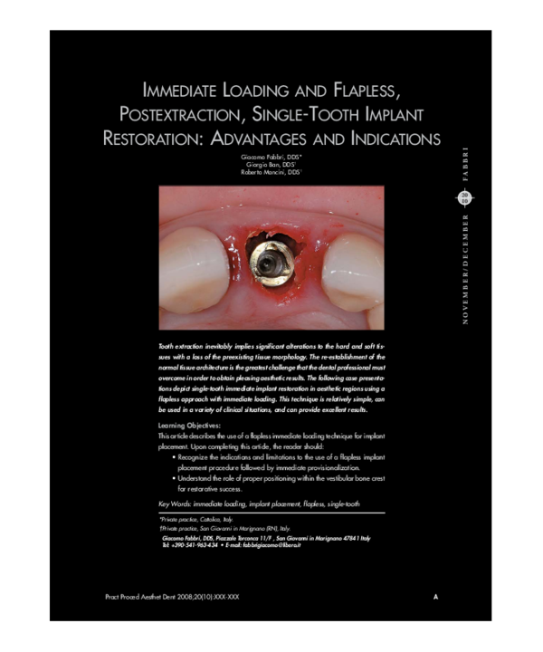 (PDF) Immediate loading and flapless, postextraction, single-tooth implant restoration ...