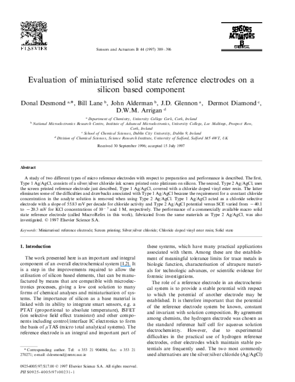 (PDF) Evaluation of miniaturised solid state reference electrodes on a ...