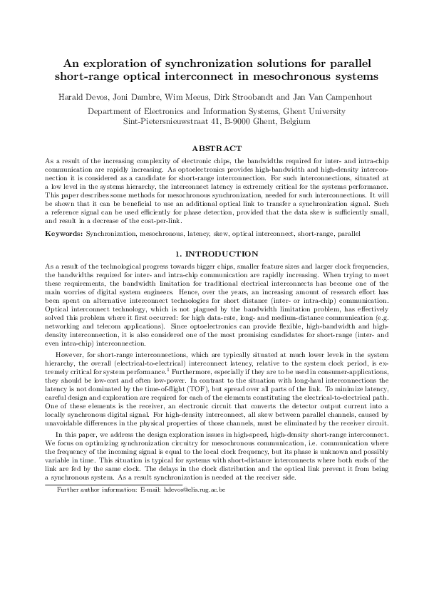 (PDF) An exploration of synchronization solutions for parallel short ...