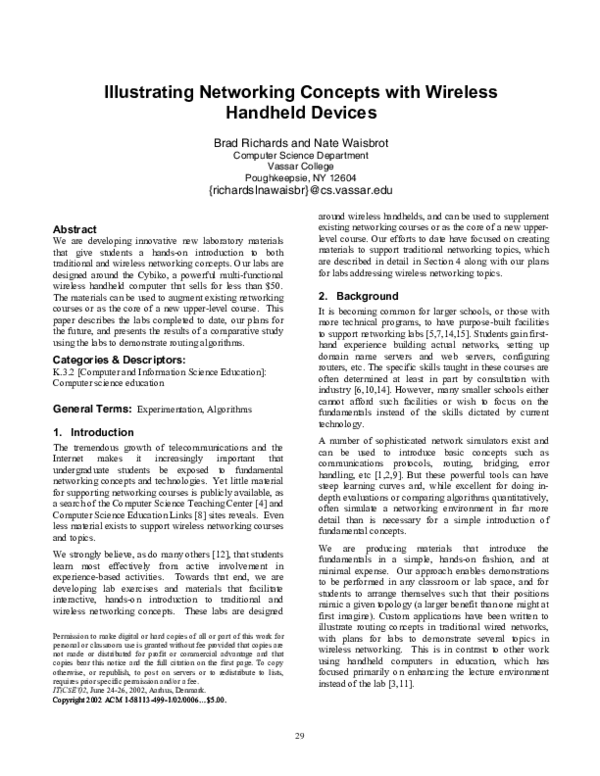 (PDF) Illustrating networking concepts with wireless handheld devices