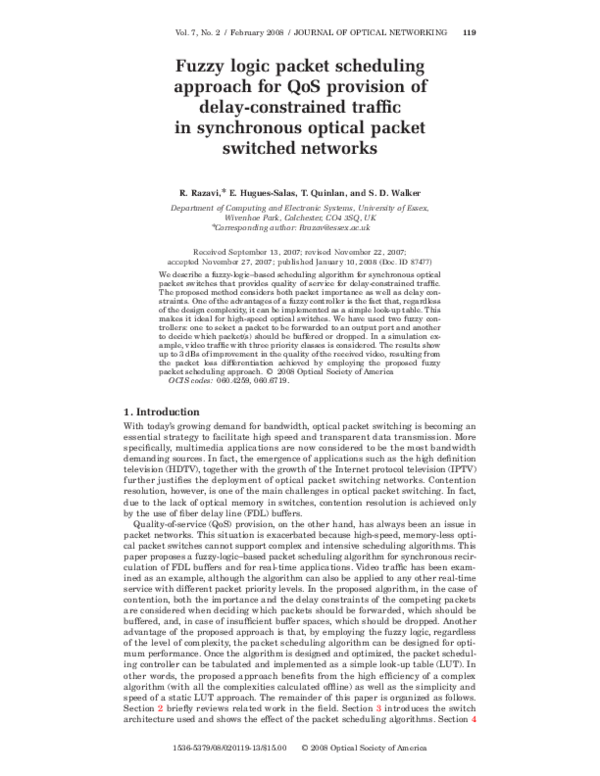 Pdf Fuzzy Logic Packet Scheduling Approach For Qos Provision Of Delay
