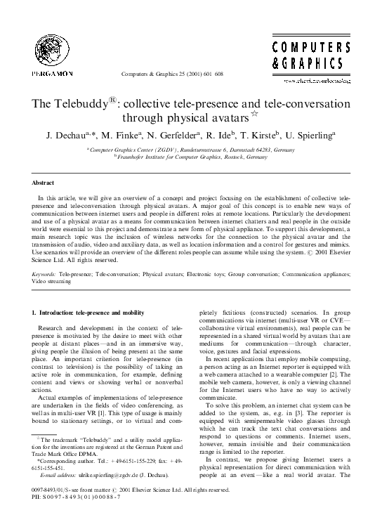 (PDF) The Telebuddy®: collective tele-presence and tele-conversation ...