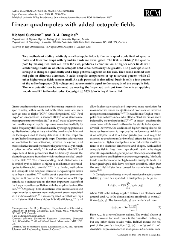 (PDF) Linear quadrupoles with added octopole fields