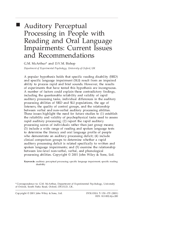 (PDF) Normal and Learning Disabled Childrenʼs Central Auditory ...