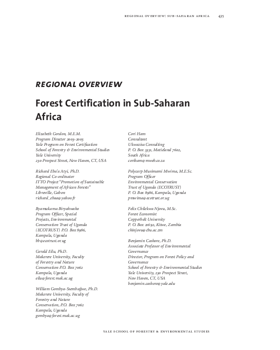 (PDF) regional overview Forest Certification in Sub-Saharan Africa