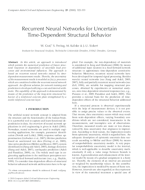 (PDF) Recurrent Neural Networks for Uncertain Time-Dependent Structural Behavior | Wolfgang Graf ...