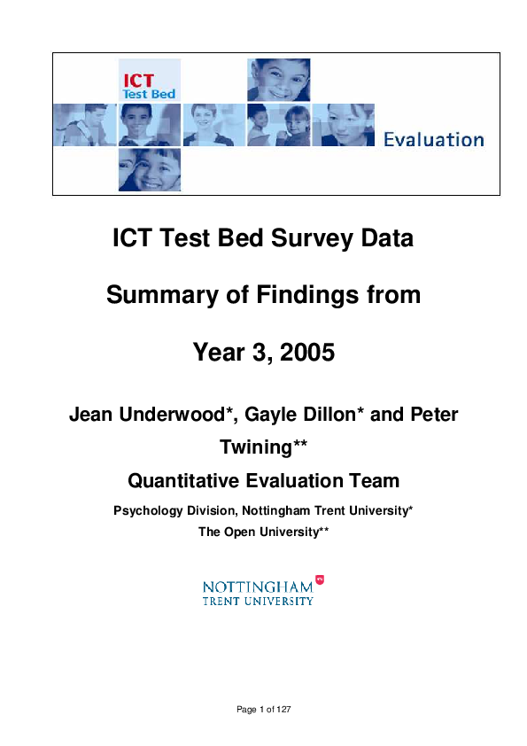 (PDF) ICT Test Bed survey data: summary of findings from year 3, 2005 ...