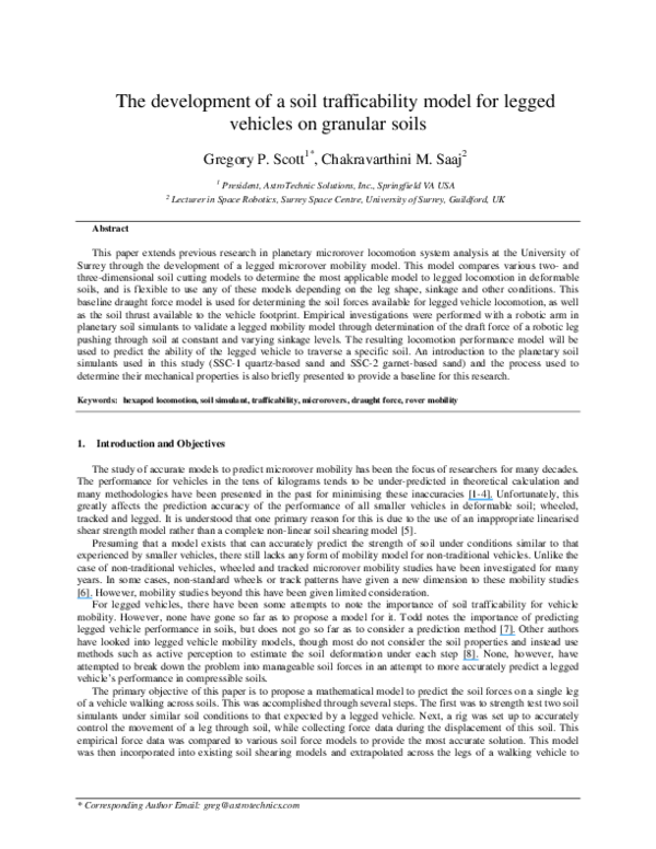 (PDF) The development of a soil trafficability model for legged ...