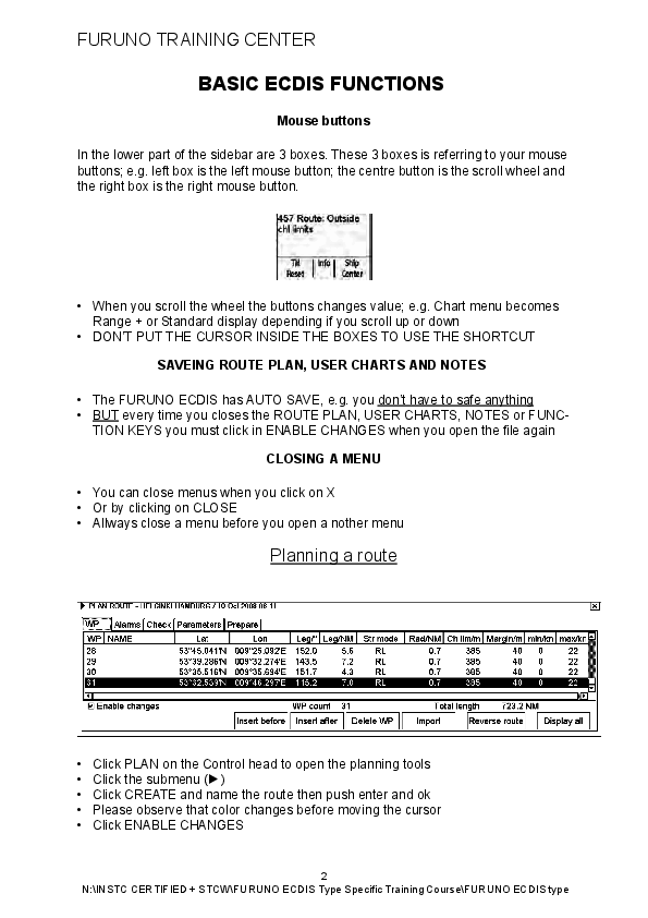 (PDF) FURUNO TRAINING CENTER BASIC ECDIS FUNCTIONS