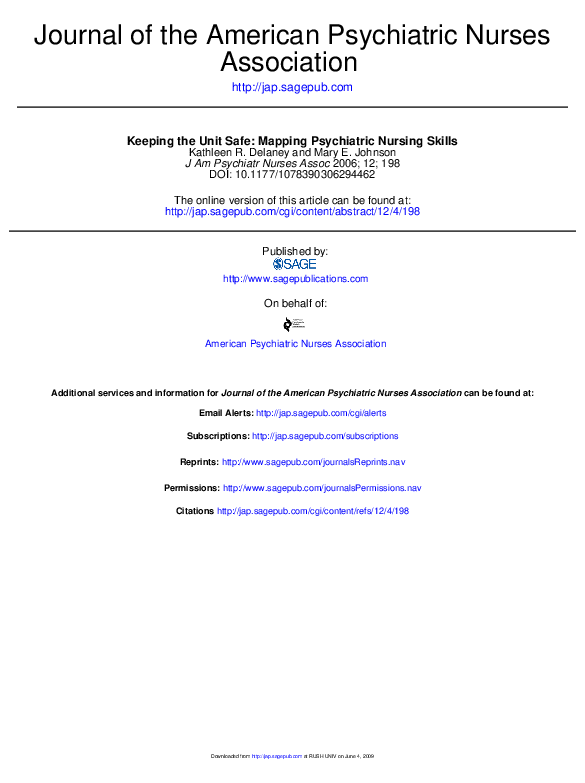 (PDF) Keeping the Unit Safe: Mapping Psychiatric Nursing Skills