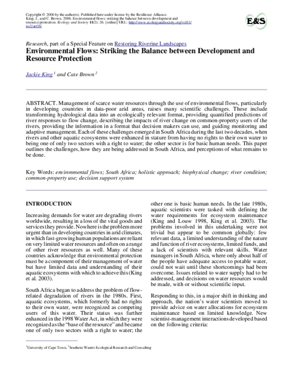 (PDF) Environmental flows: striking the balance between development and ...