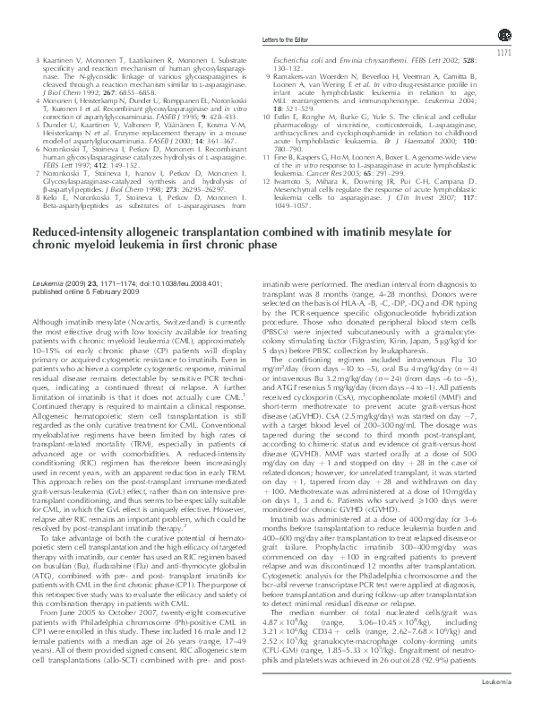 (PDF) Reduced-intensity allogeneic transplantation in pediatric ...