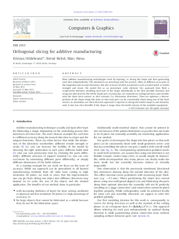 (PDF) Orthogonal slicing for additive manufacturing