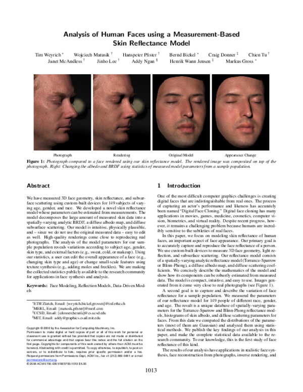 (PDF) Analysis of human faces using a measurement-based skin ...