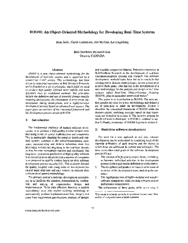 Pdf Room An Object Oriented Methodology For Developing Real Time Systems