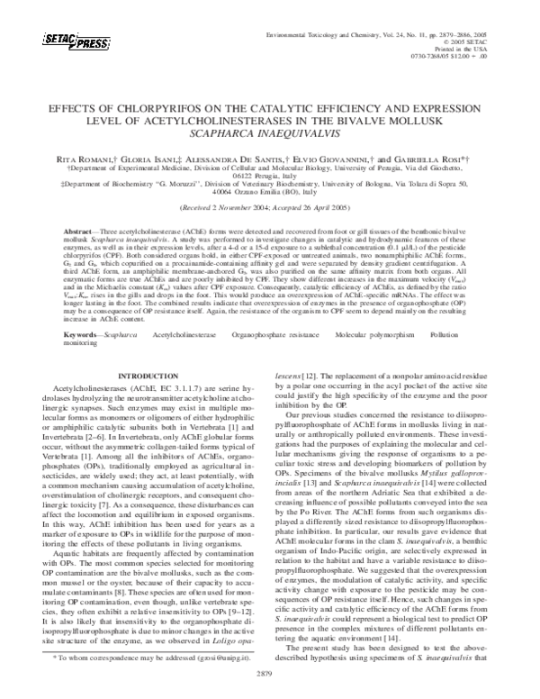 (PDF) EFFECTS OF CHLORPYRIFOS ON THE CATALYTIC EFFICIENCY AND ...