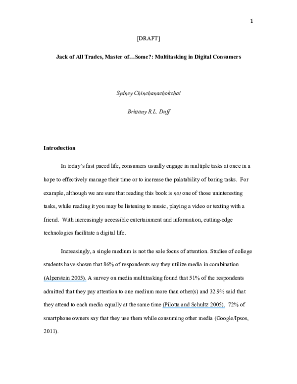 (PDF) Jack of All Trades, Master of...Some?: Multitasking in Digital ...