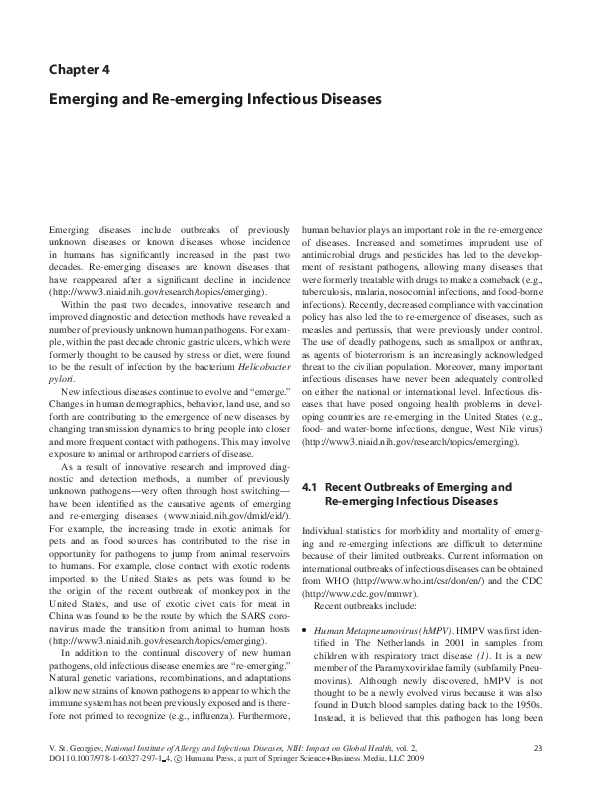 (PDF) EMERGING AND RE-EMERGING INFECTIOUS DISEASES