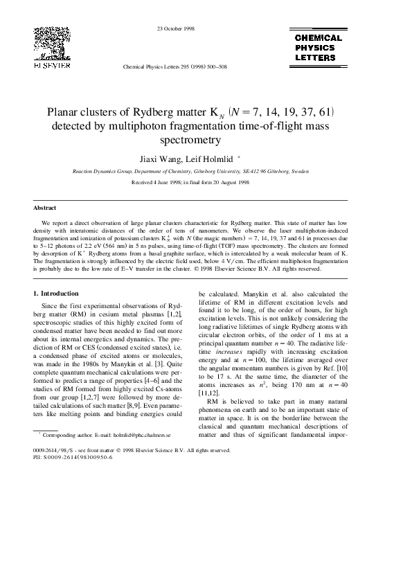 (PDF) Planar clusters of Rydberg matter KN (N=7, 14, 19, 37, 61 ...