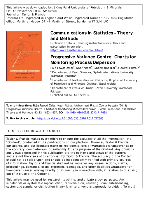 (PDF) Progressive Variance Control Charts for Monitoring Process Dispersion