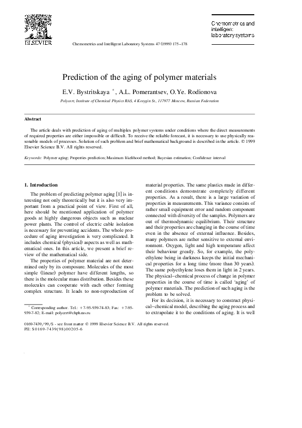 (PDF) Prediction of the aging of polymer materials
